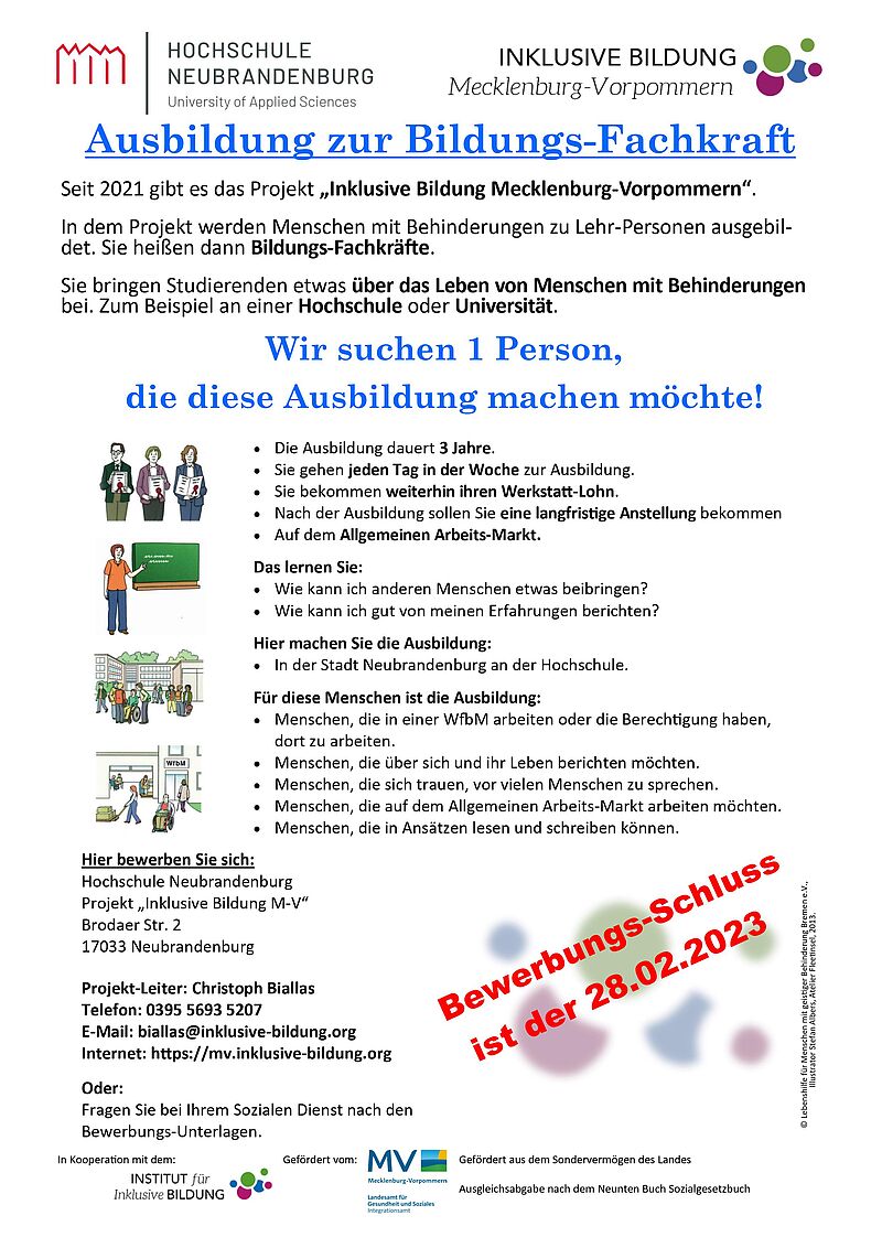 Inklusive Bildung M-V vergibt weiteren Qualifizierungsplatz ...